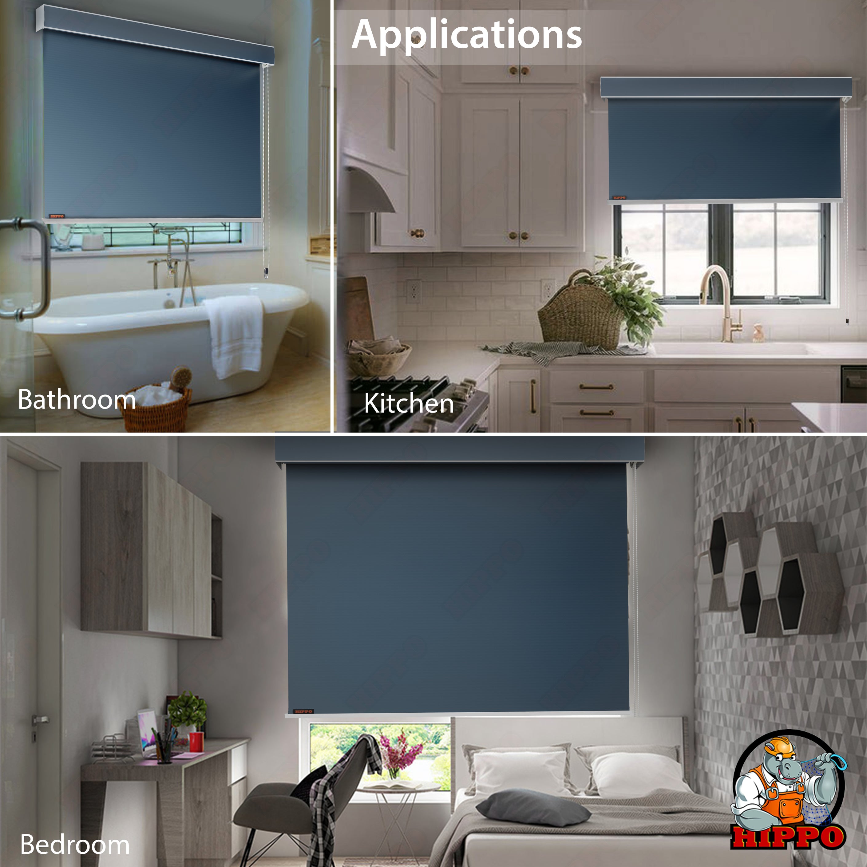 Buy Hippo 100% Blackout Roller Blinds – UV Protection, Waterproof & Glare Blockage – HIPPO